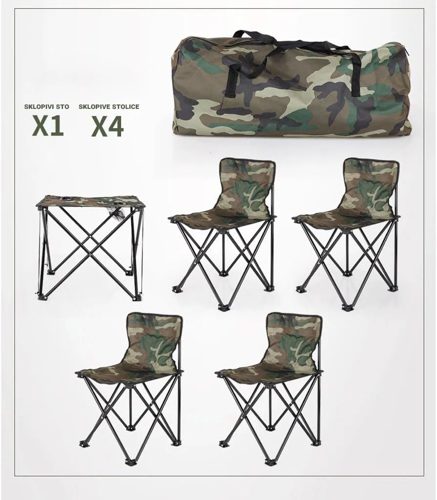 Set za kampovanje - 4 sklopive stolice i sto - SPEX Market